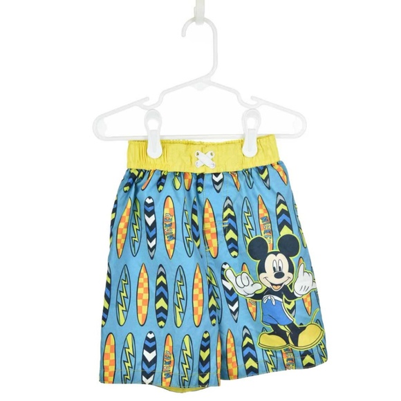 Disney | Swim | Disney Blue Yellow Graphic Board Shorts | Poshmark